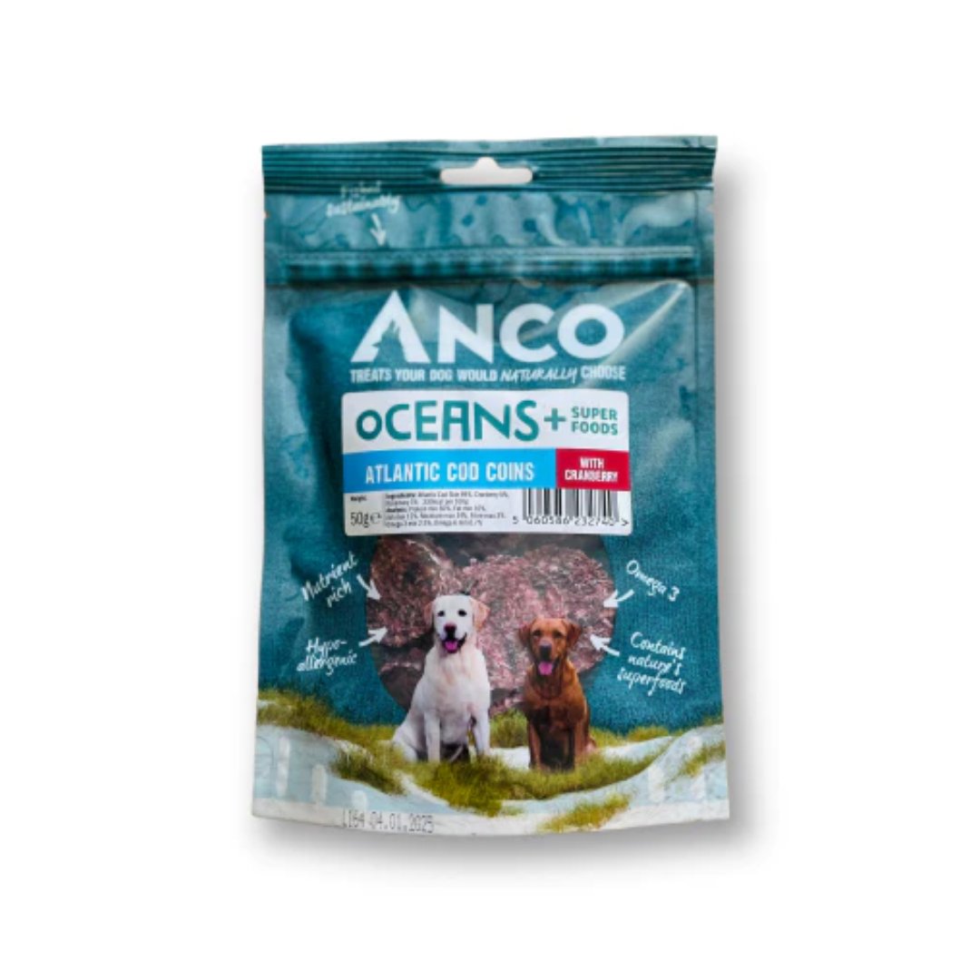Anco Oceans+ Atlantic Cod Coins with Cranberry 50g – The Urban Pet Store